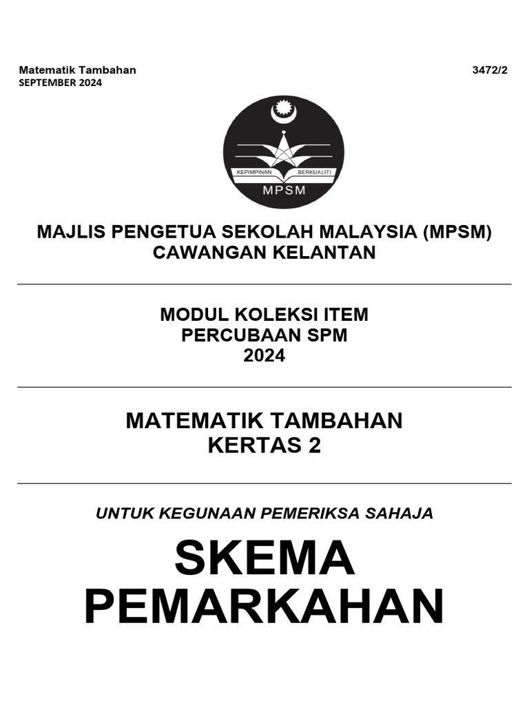 Skema Add Math K2 | PDF