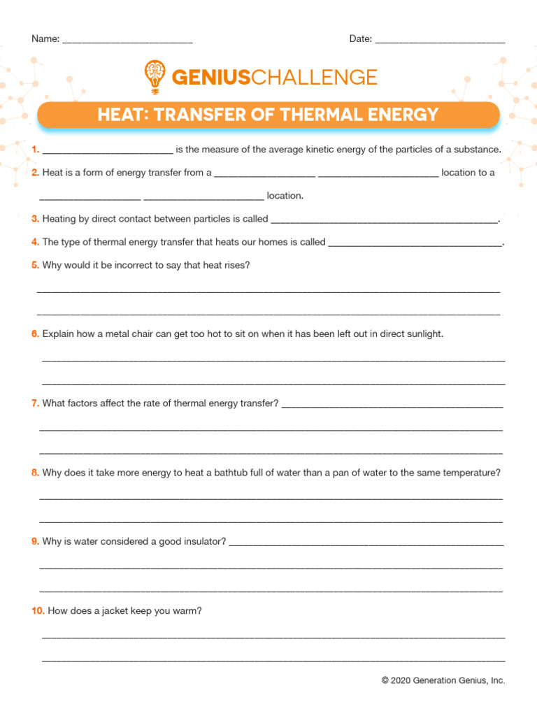 Thermal Energy Transfer Quiz | PDF | Heat | Water