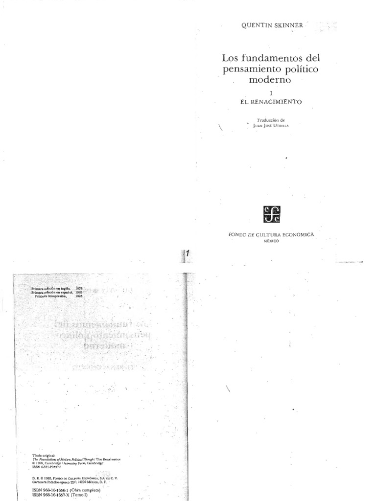 Skinner - Los Fundamentos Del Pensamiento Politico Moderno | PDF