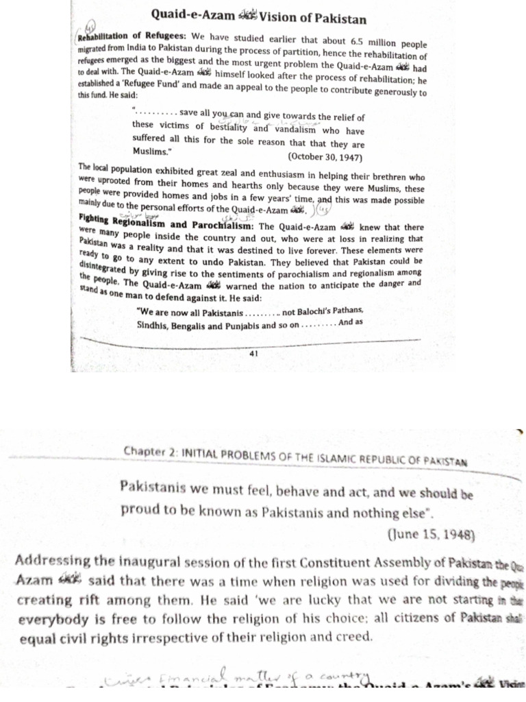 Vision of Pakistan by Quaid e Azam | PDF