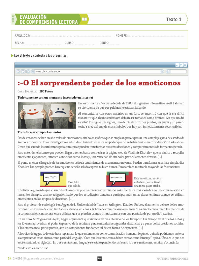 Historia y poder de los emoticonos | PDF | Comunicación | Comprensión ...