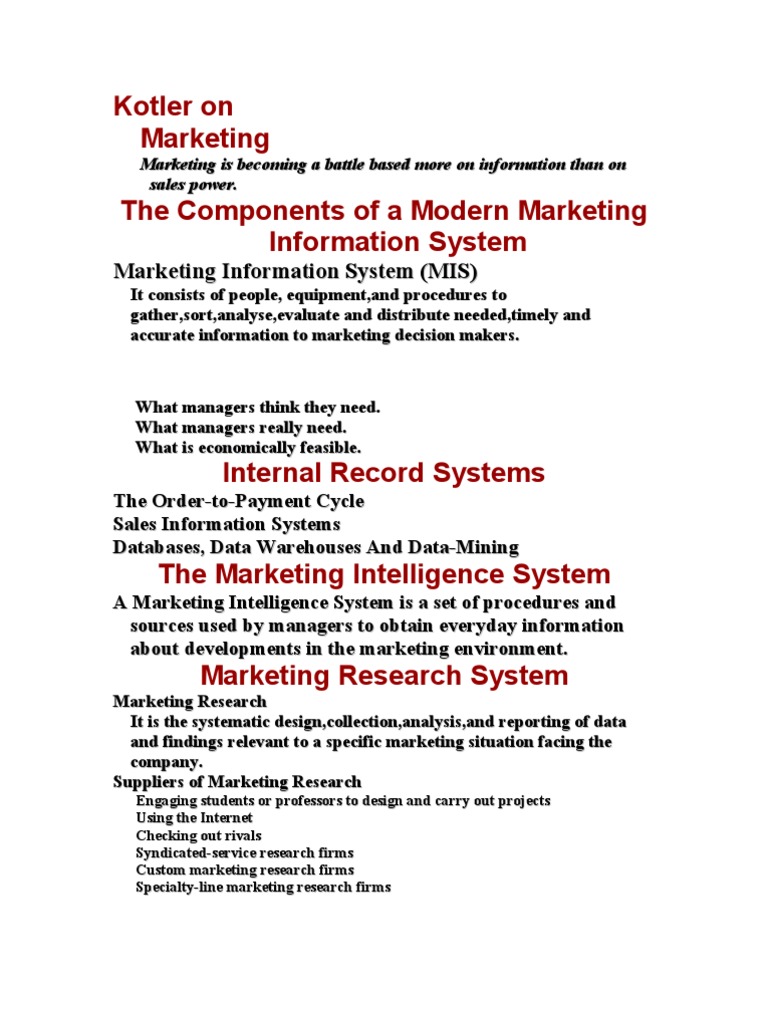 Modern Marketing Information Systems | PDF | Marketing Research ...