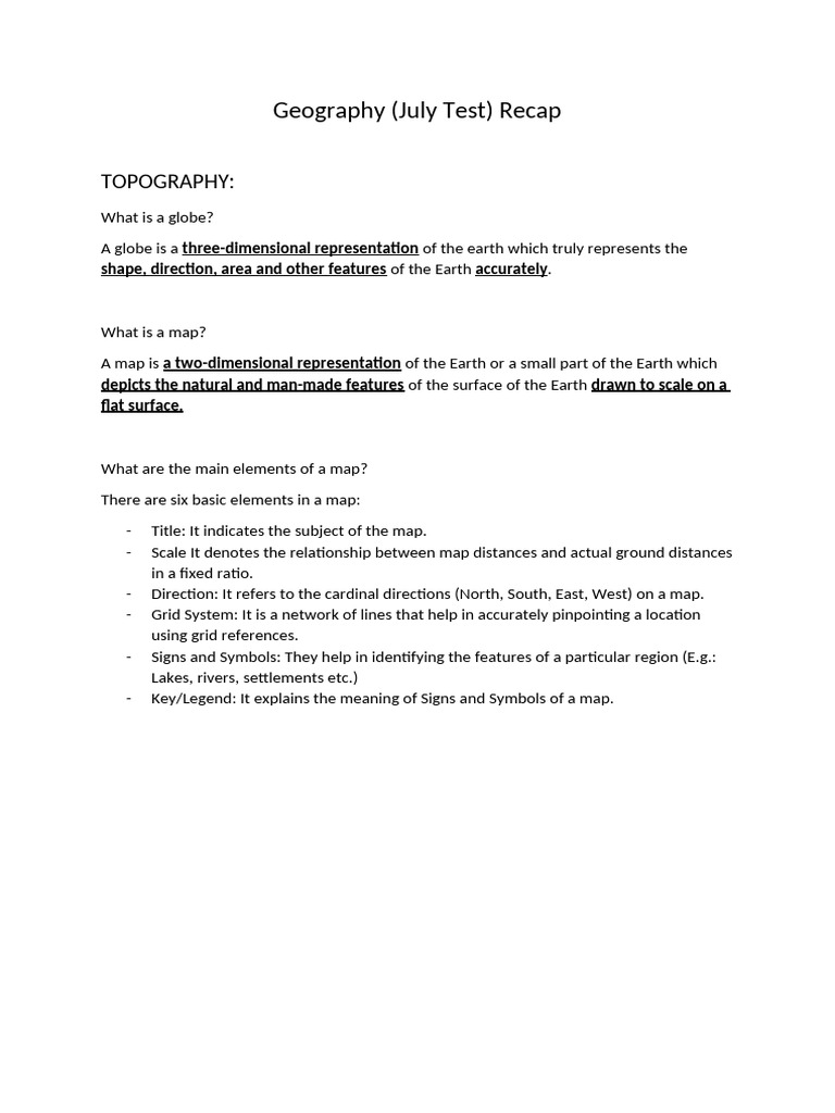 Geography (July Test) | PDF