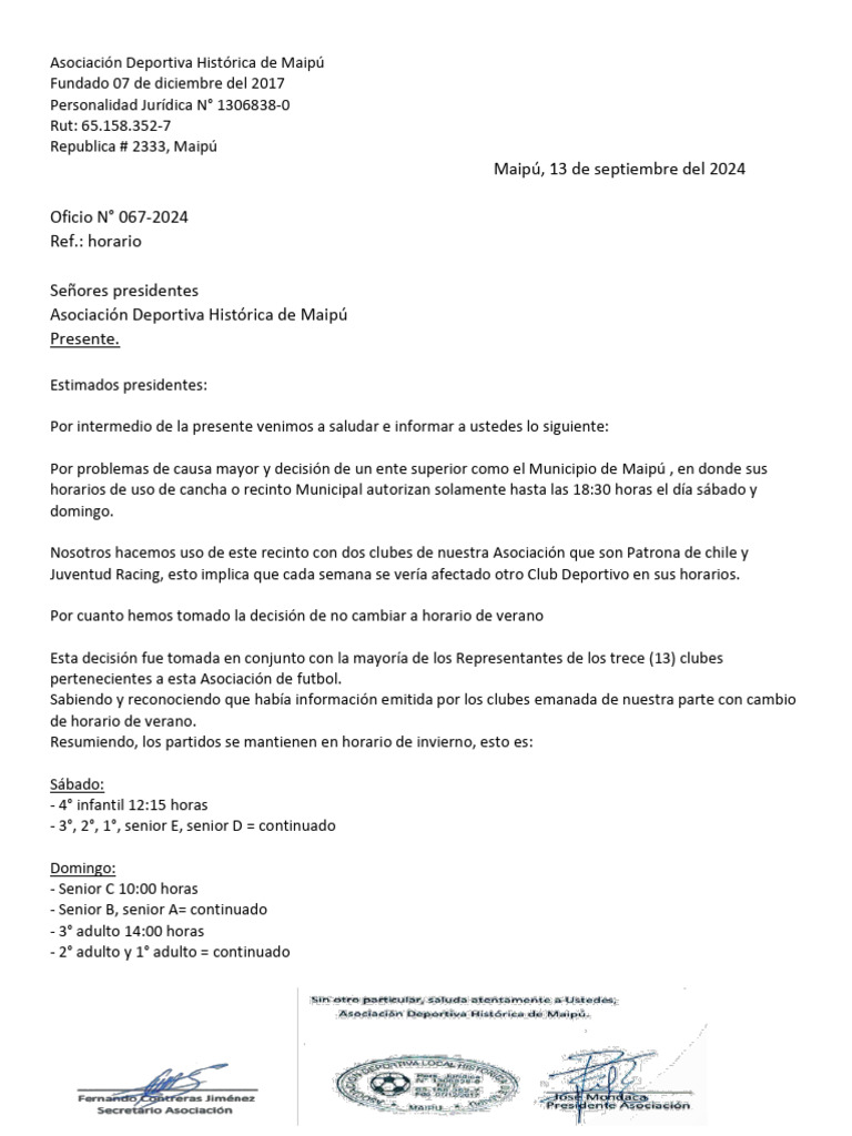 Oficio #067-2024 | PDF