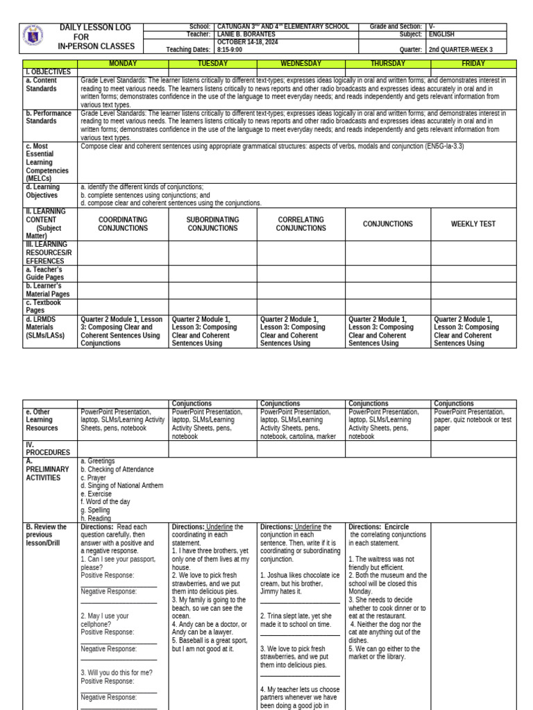 g5 q2w3 DLL English (Melcs) | PDF | Clause | Word