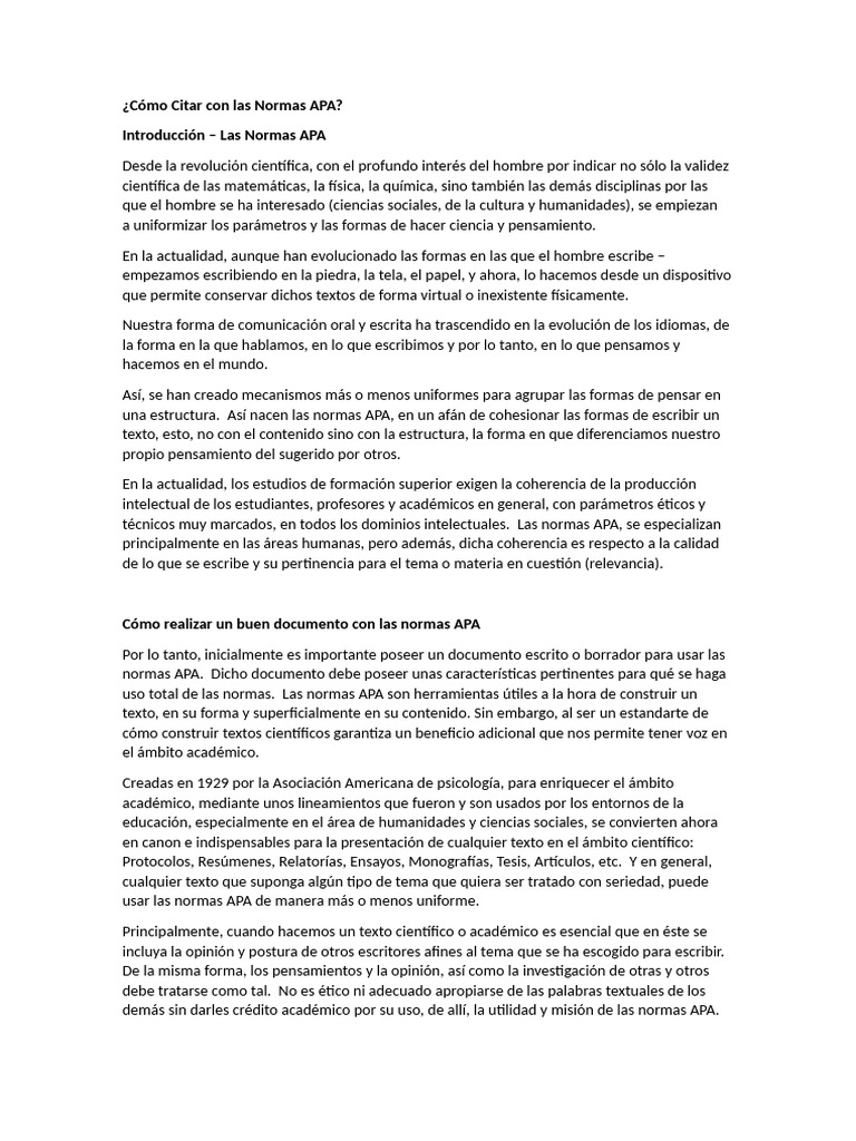 Cómo Citar Con Las Normas APA | PDF | Estilo apa | Sumario abstracto)