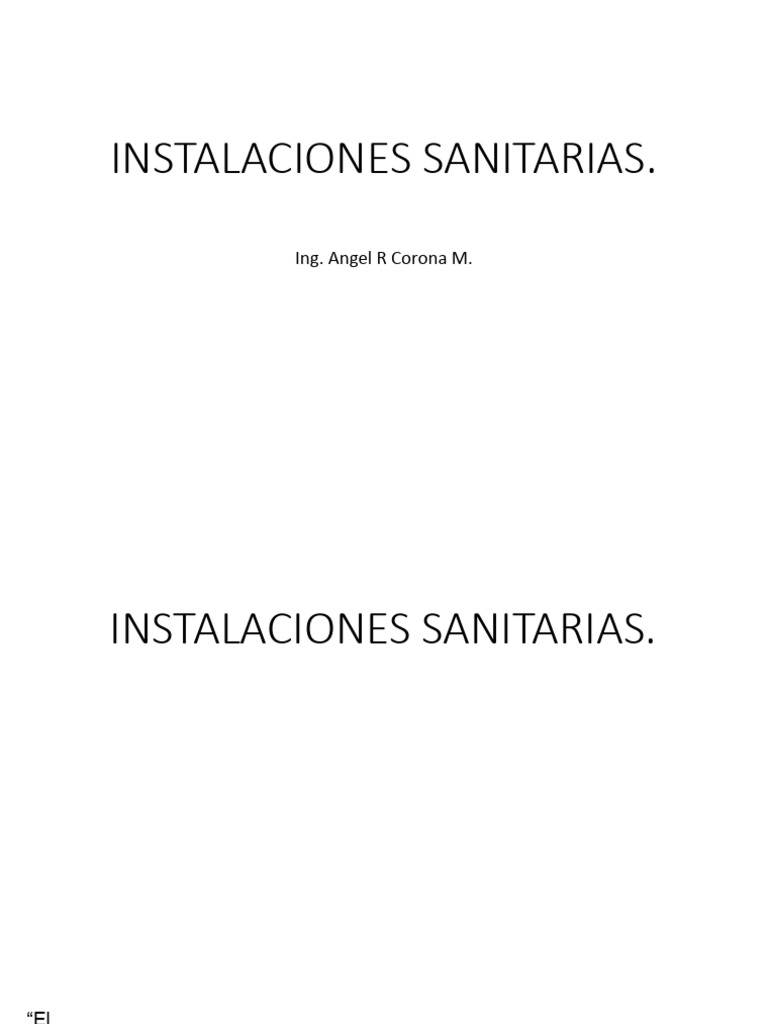 clase 1 Instalaciones Sanitarias OK | PDF | Agua | Agua potable