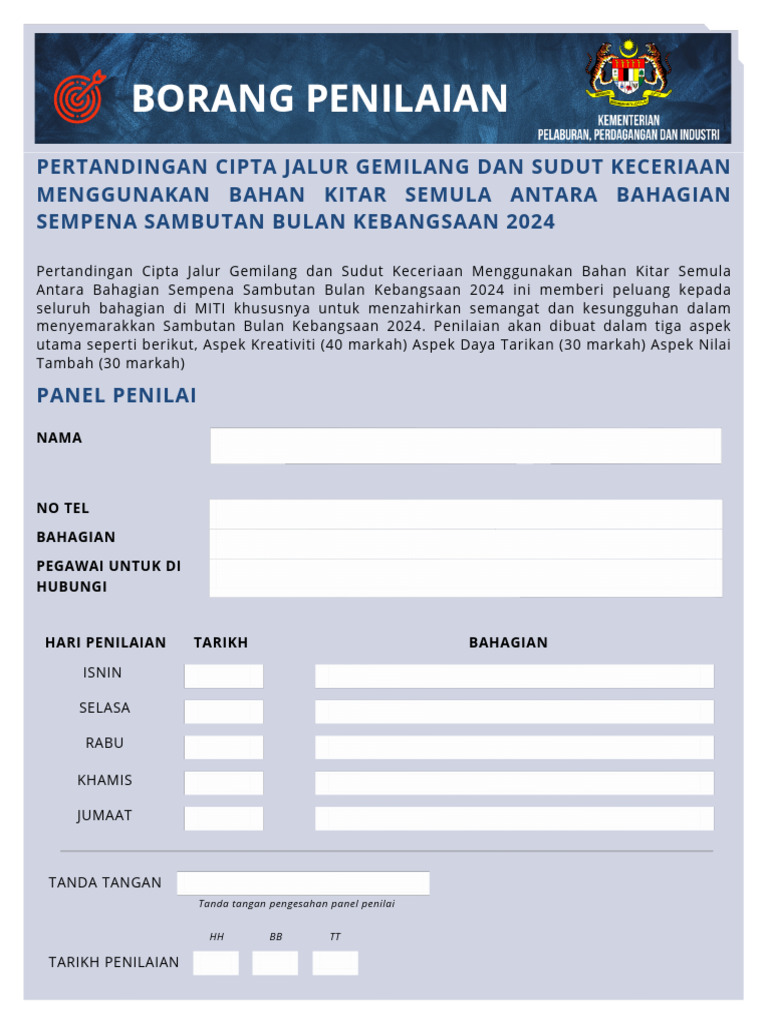 Borang Penilaian Keceriaan 2024 | PDF