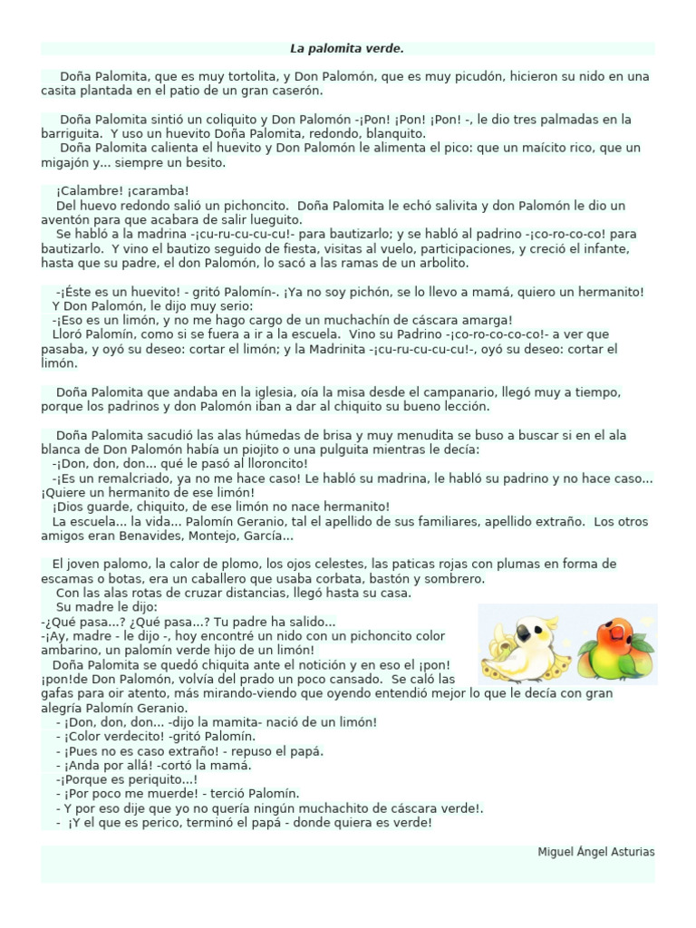 La Palomita Verde MIGUEL ANGEL | PDF