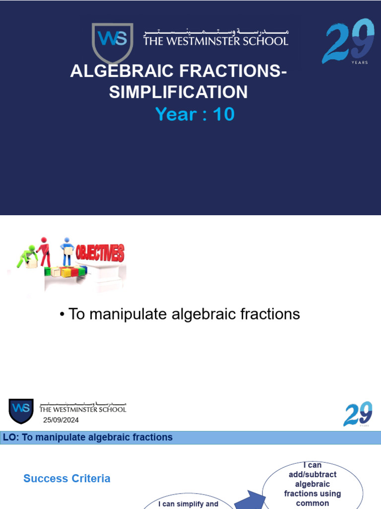 Simplifying Algebraic Fractions Guide | PDF | Mathematical Objects ...