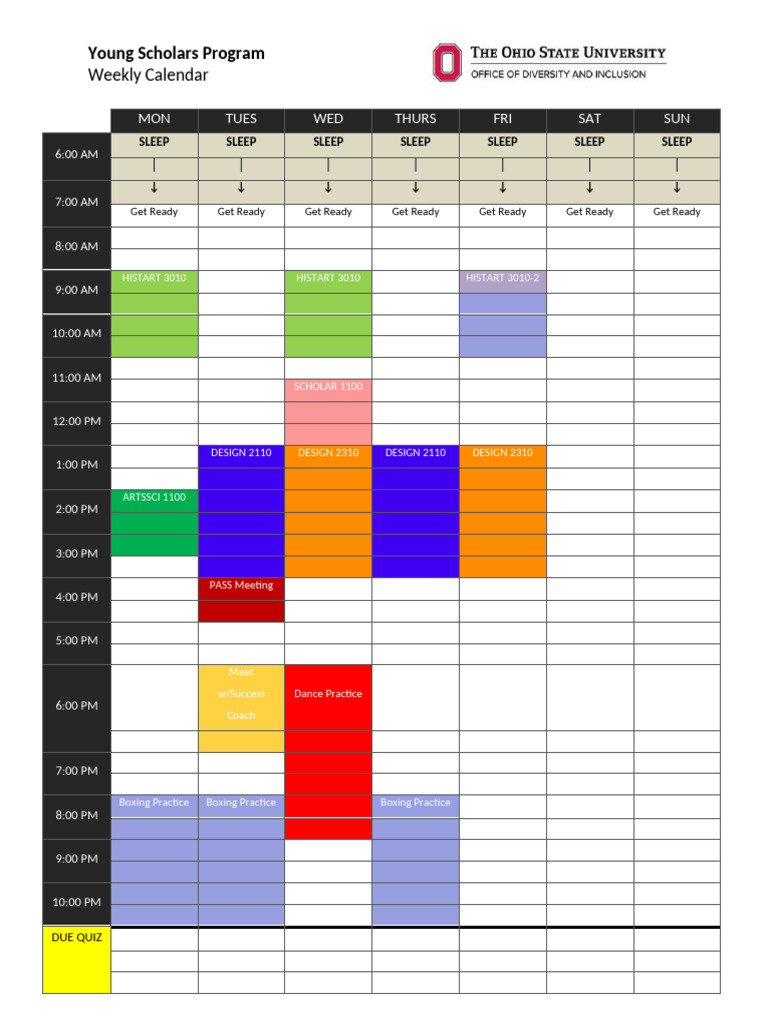 Weekly Calendar Template - Word | PDF