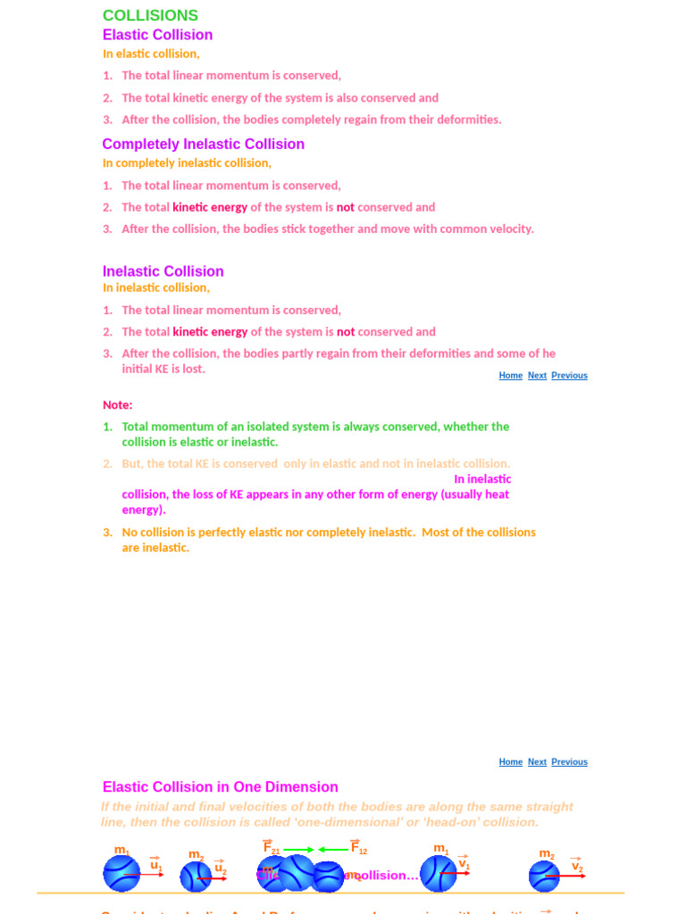 Class11 Collisions | PDF | Collision | Momentum