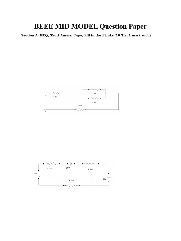 BEEE Model Question Paper - 241004 - 105405 | PDF | Electrical ...