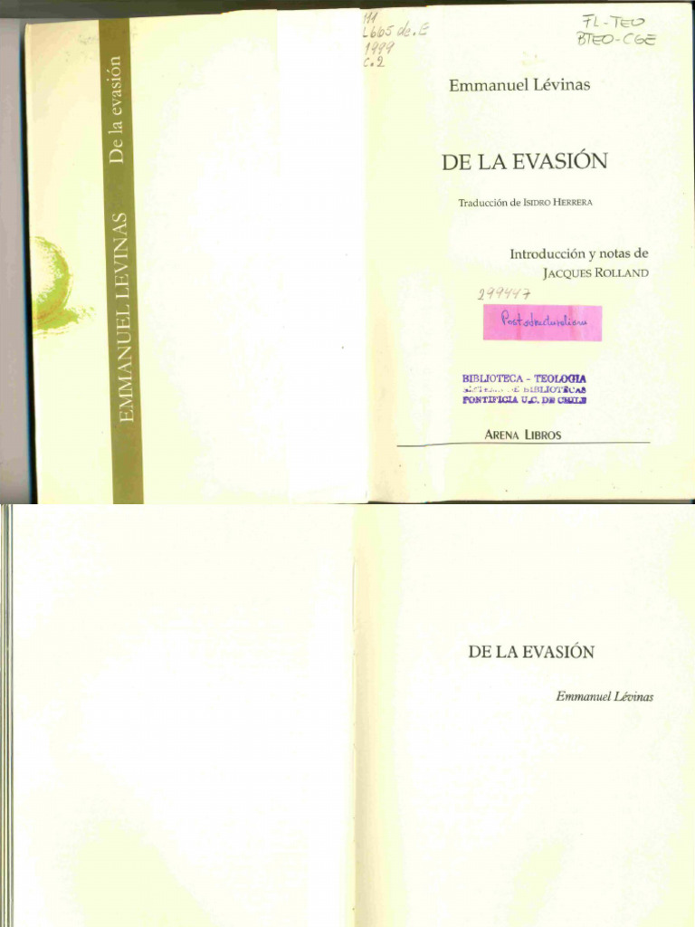 Análisis de "De la evasión" de Lévinas | PDF | Placer | infinito
