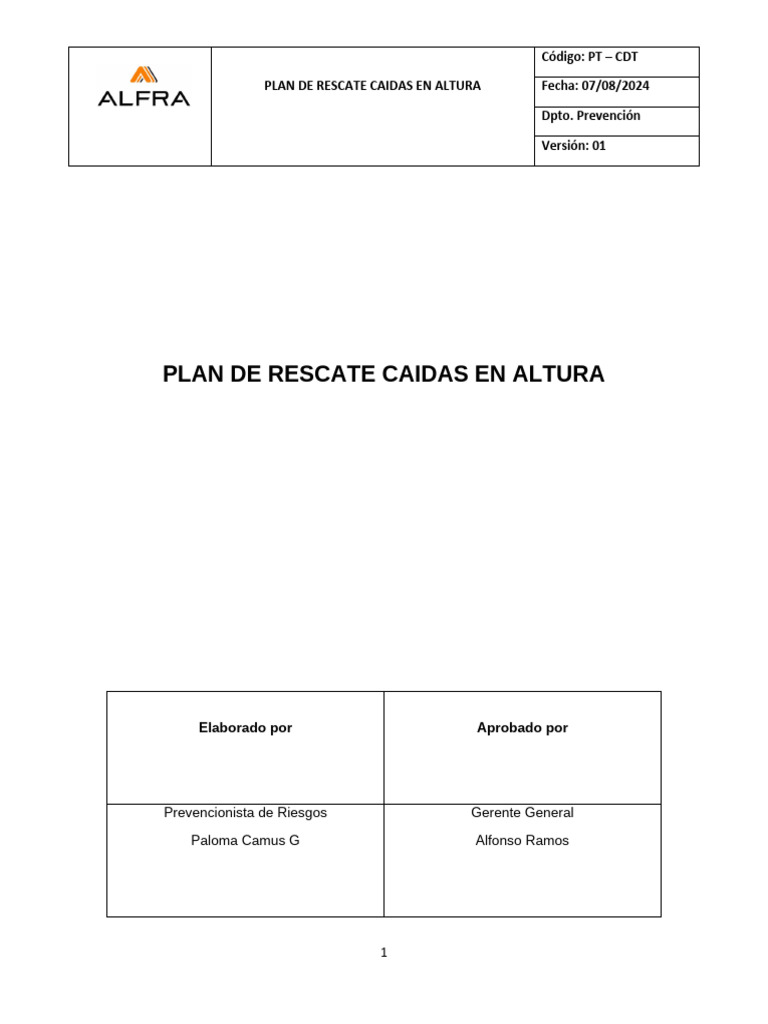 PLAN DE RESCATE CAIDA EN ALTURA V1 | PDF