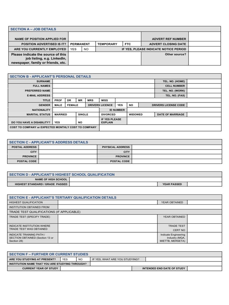 External Job Application Form | PDF | Driver's License