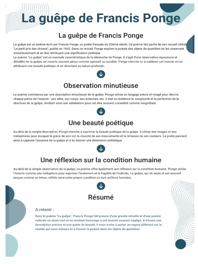 La Guêpe de Francis Ponge | PDF