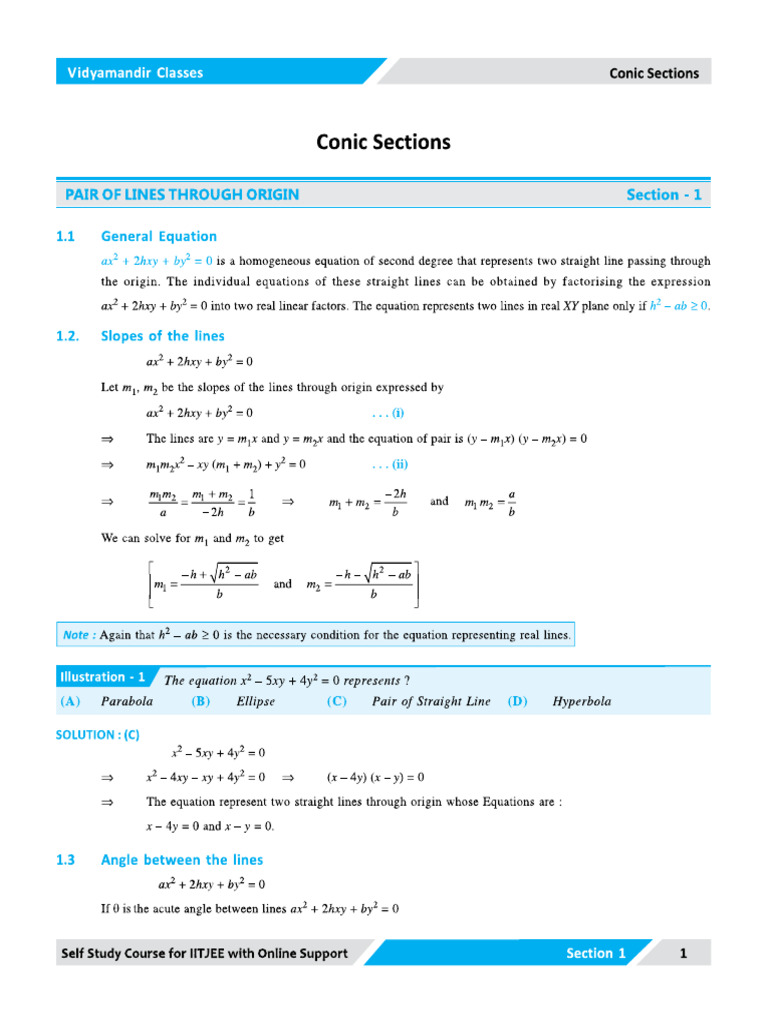Conic Sections - Module | PDF