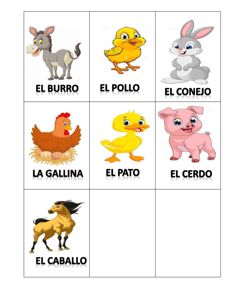 Tarjetas de Loteria Animales de La Granja | PDF