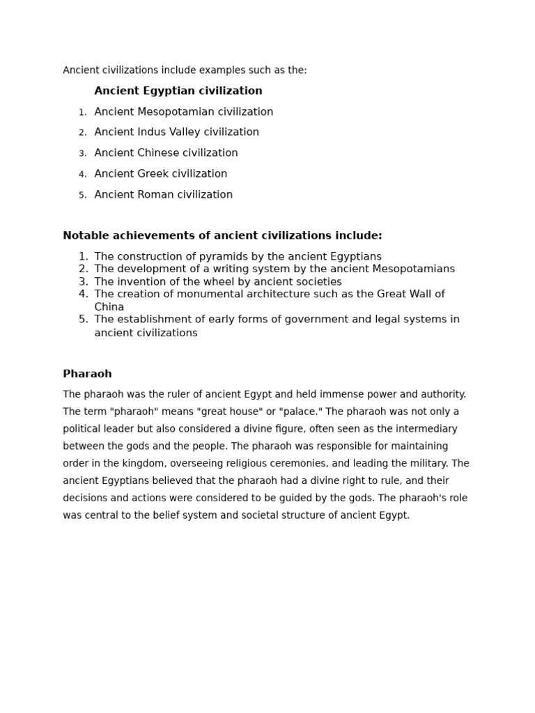 Ancient Civilizations Include Examples Such As The | PDF