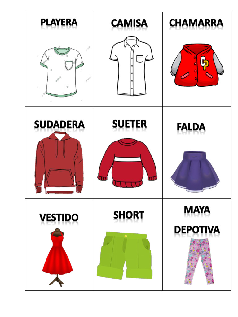 Tarjetas de Loteria Ropa | PDF