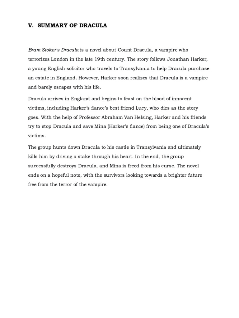 Summary of Bram Stoker's Dracula | PDF