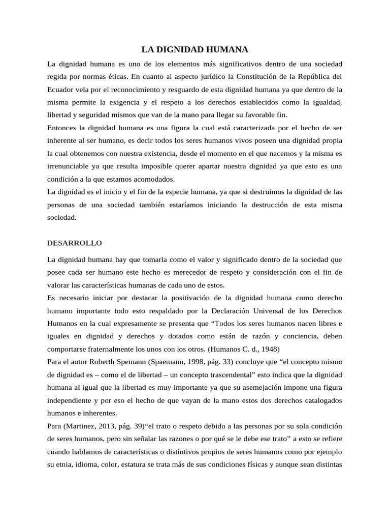 La Dignidad Humana en el Derecho | PDF | Dignidad | Humano