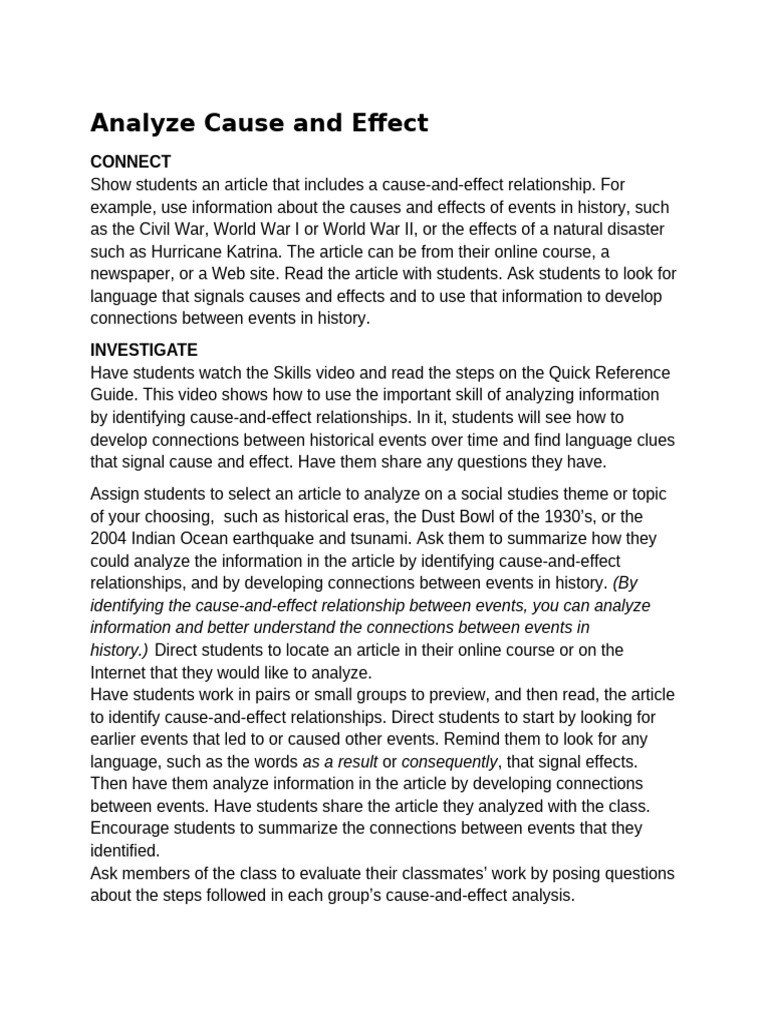 Analyzing Cause and Effect in History | PDF