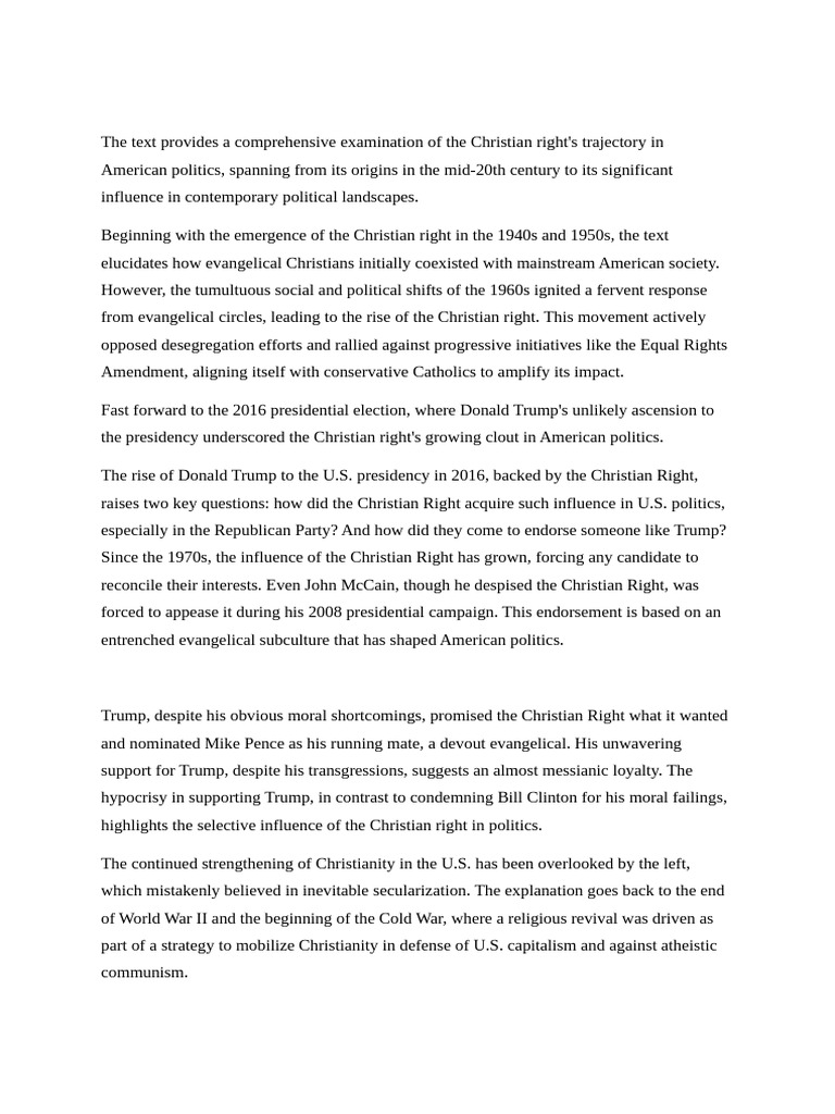 The Christian Right, The Republican Party and Donald Trump | PDF ...