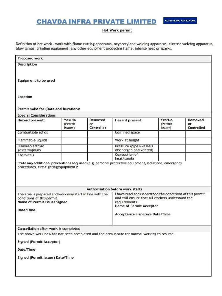 Hot Work Permit | PDF