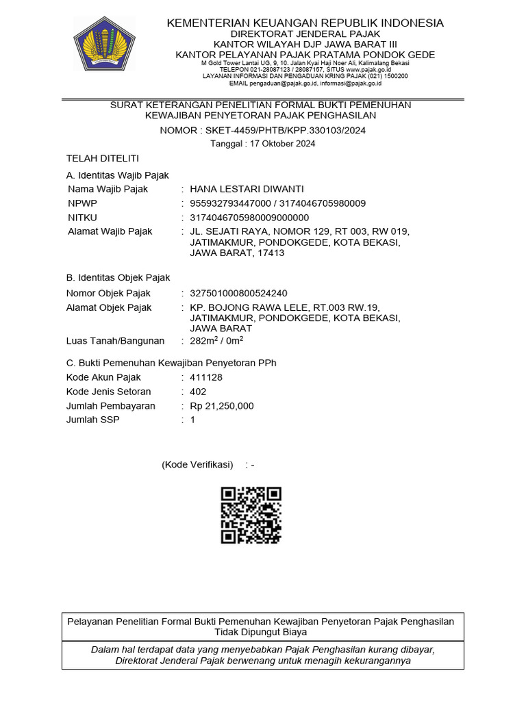 Validasi SSP Hana Lestari | PDF