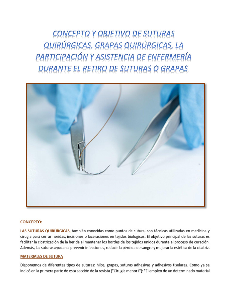 Suturas Quirúrgicas, Grapas Quirúrgicas Yolanda | PDF | Cirugía | Sutura Quirúrgica