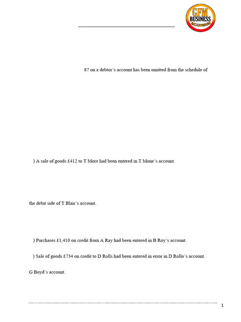 SAMPLE CORRECTION OF ERRORS QUESTIONS | PDF | Debits And Credits ... SAMPLE CORRECTION OF ERRORS QUESTIONS | PDF | Debits And Credits ...