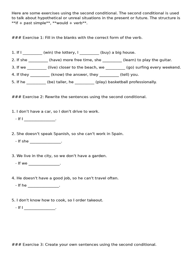 Second Conditional Practice | PDF