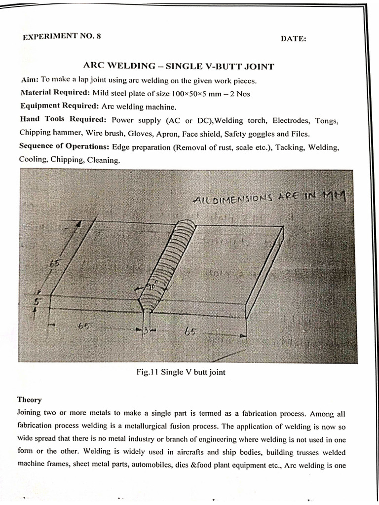 Arc Welding v- Butt Joint | PDF