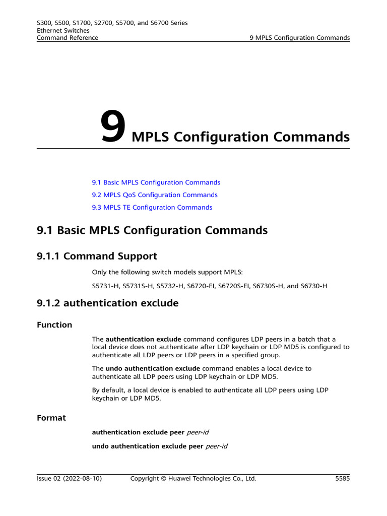 01-09 MPLS Configuration Commands | PDF | Networking | Multiprotocol Label Switching