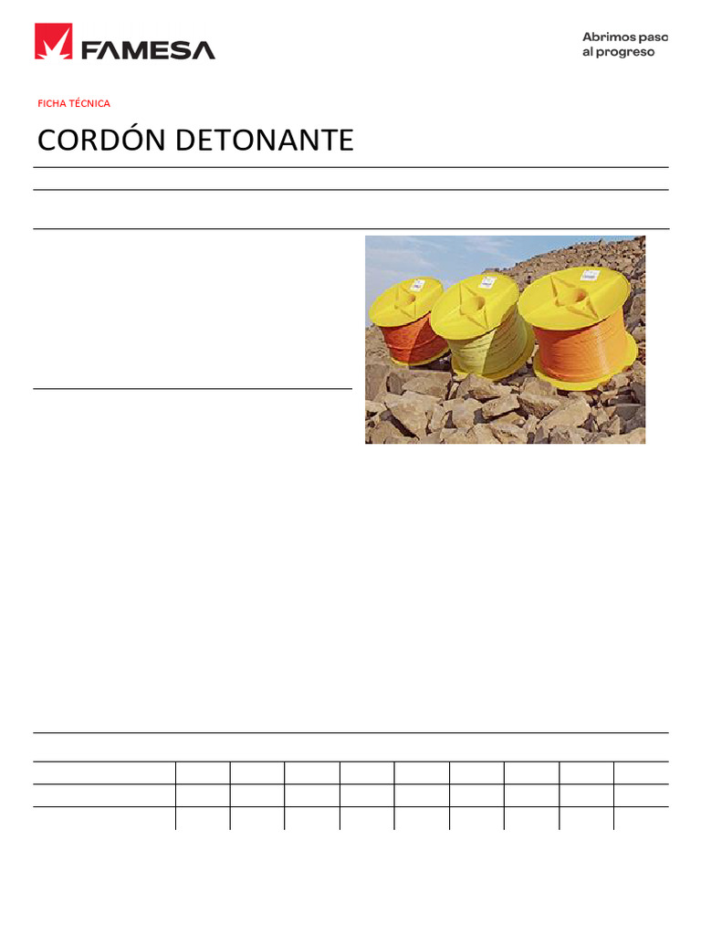 Cordón Detonante para Minería | PDF | Materiales
