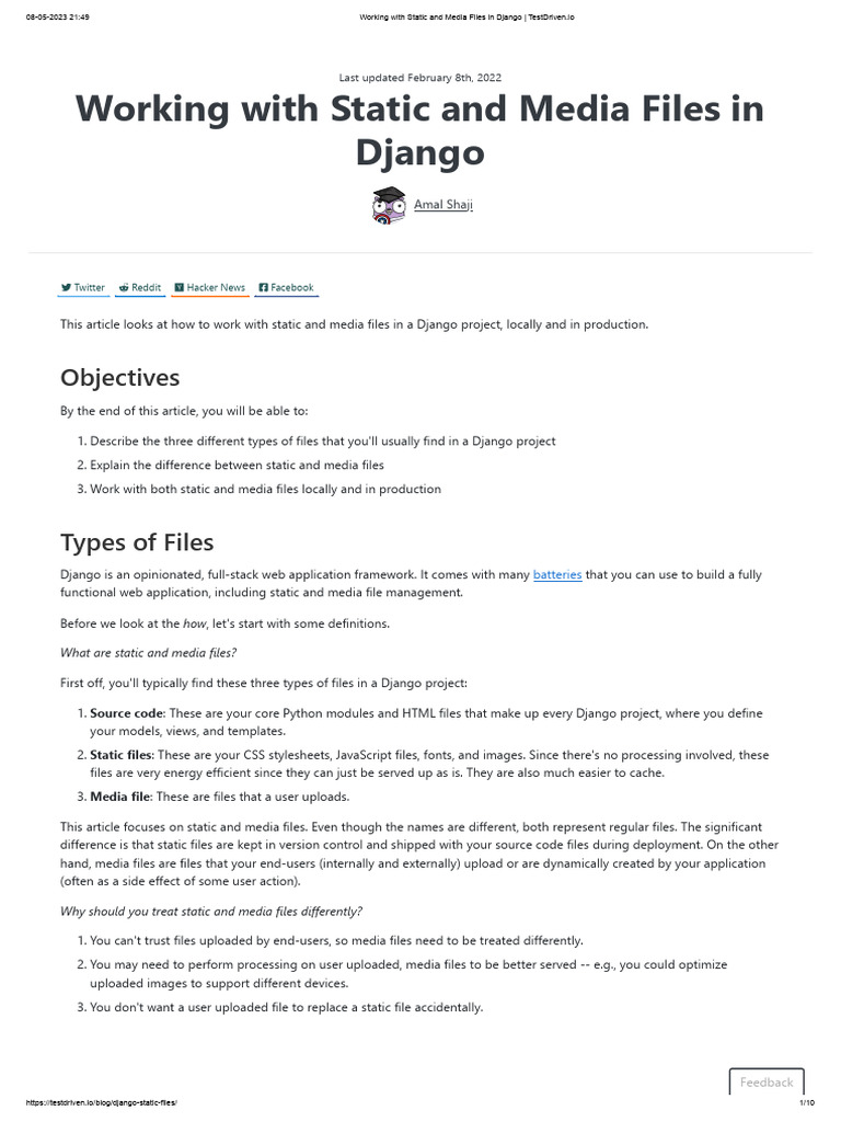 Django Static and Media Files Guide | PDF | Computer File | Directory ...