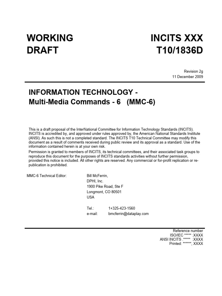 SCSI Multi-Media Commands - 6 (MMC-6) | PDF | Compact Disc | Dvd