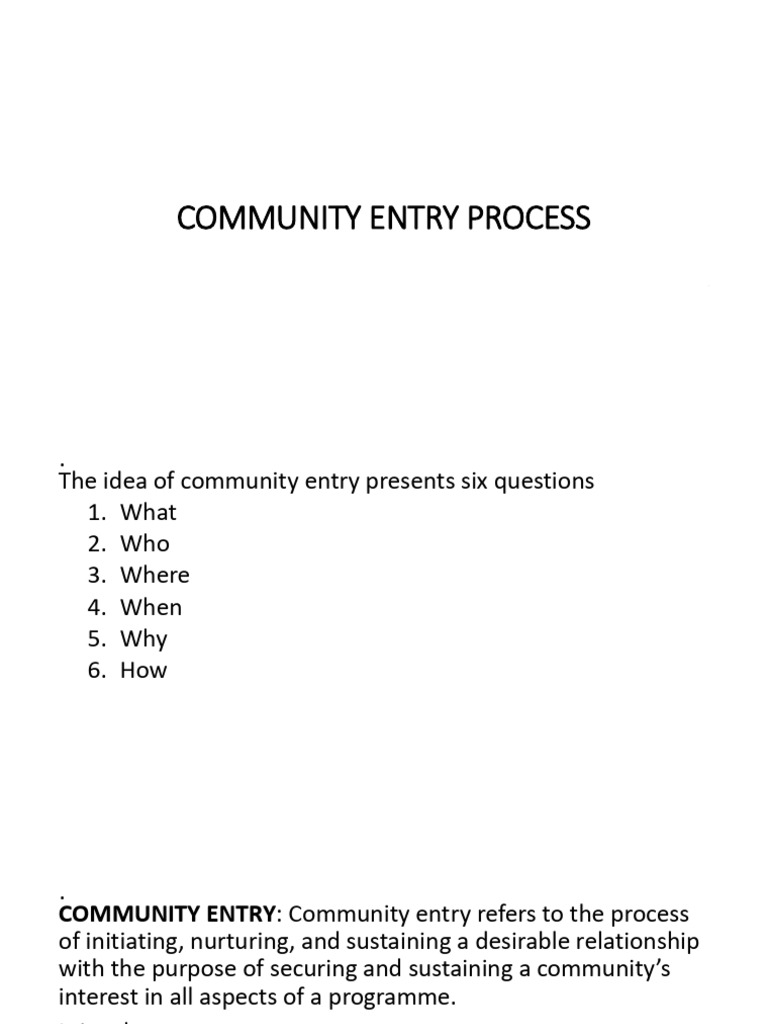 Lec 5. Community Entry Process | PDF | Community | Stakeholder (Corporate) Lec 5. Community Entry Process | PDF | Community | Stakeholder (Corporate)