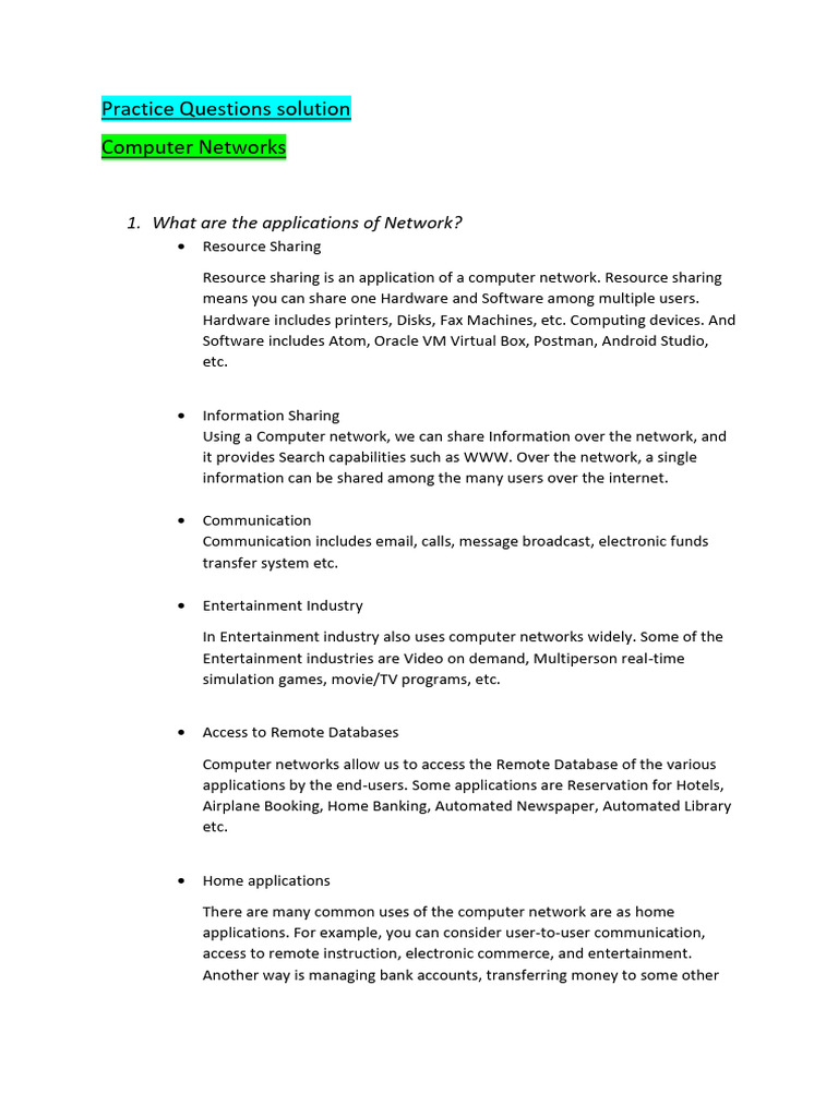 CN QB Solution | PDF | Computer Network | Network Topology
