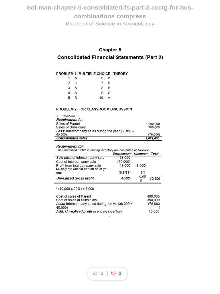 Chapter 5 Buscom | PDF | Consolidation (Business) | Goodwill (Accounting)