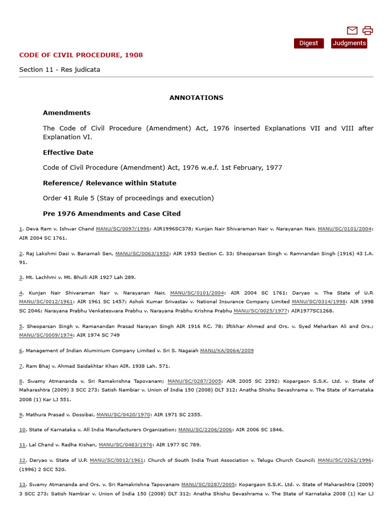 Commentary On Section 11 CPC | PDF | Res Judicata | Lawsuit