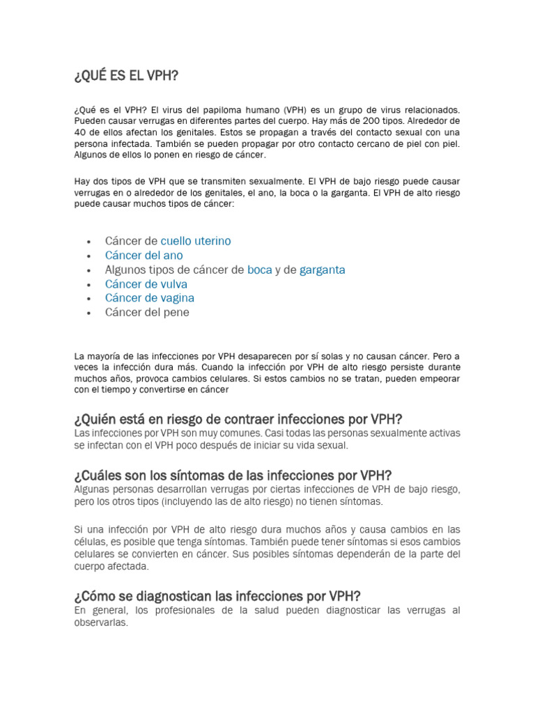 Información esencial sobre el VPH | PDF | Cáncer | Condón