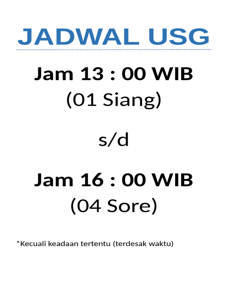 Jadwal Usg | PDF