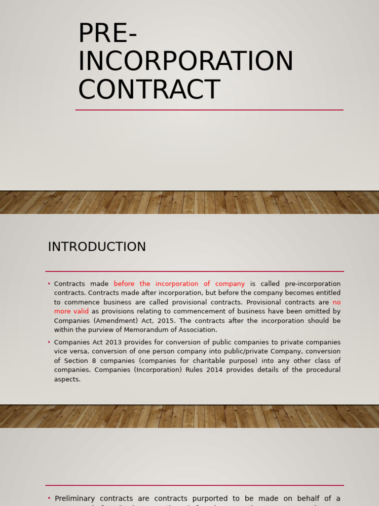 Understanding Pre-Incorporation Contracts | PDF | Political Law ...