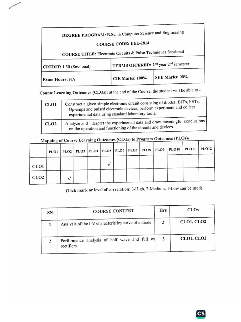 Eee Lab Syllabus | PDF