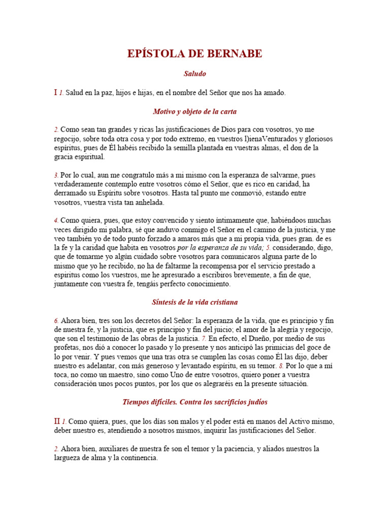 Epistola de Bernabe-fusionado | PDF | Jacob | Moisés