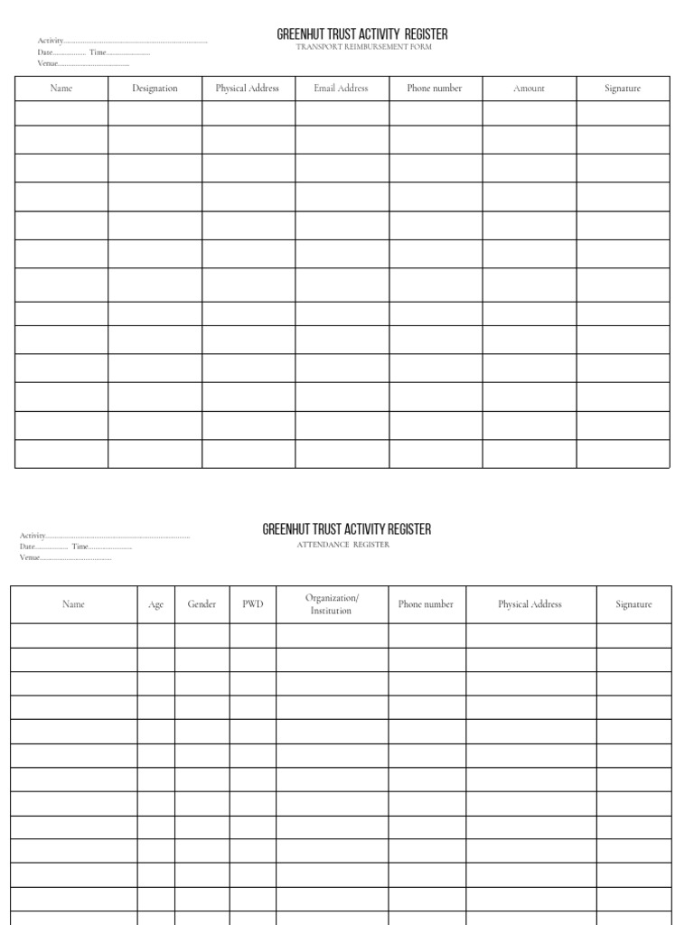 Greenhut Trust Activity Register | PDF