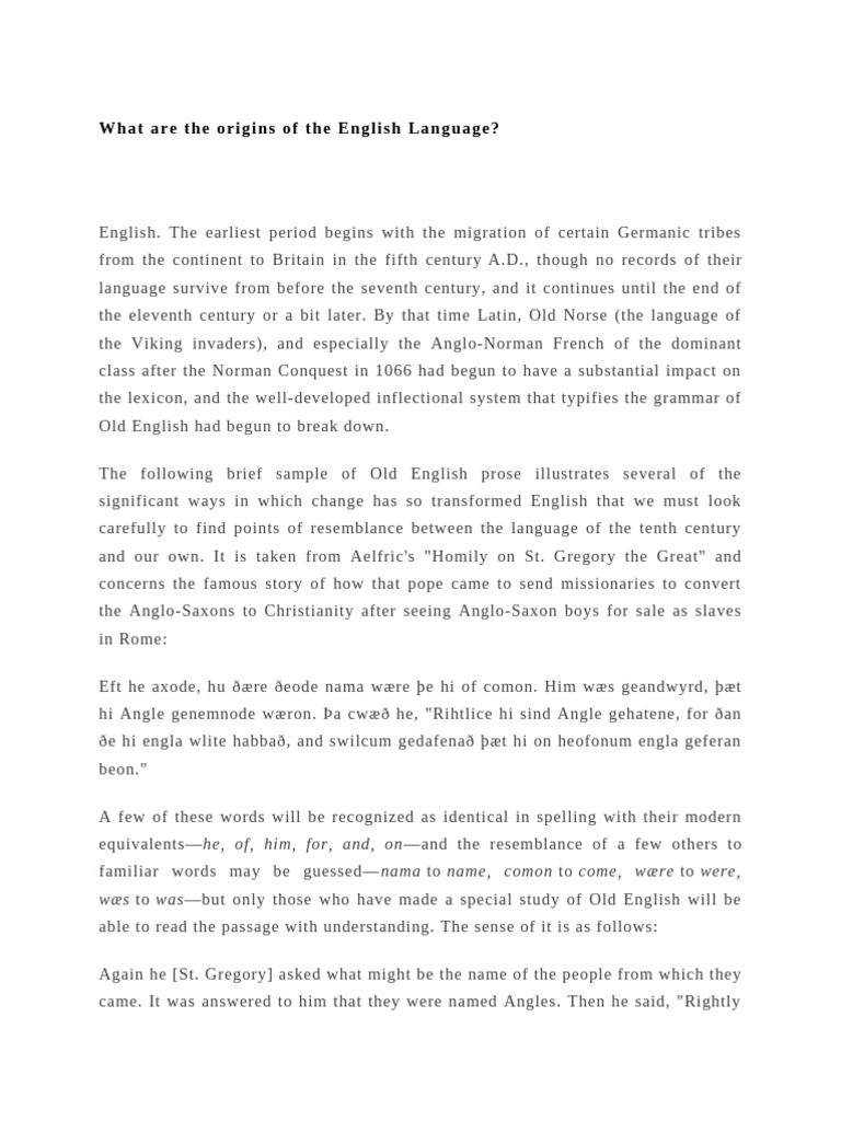 What Are The Origins of The English Language | PDF | English Language ...